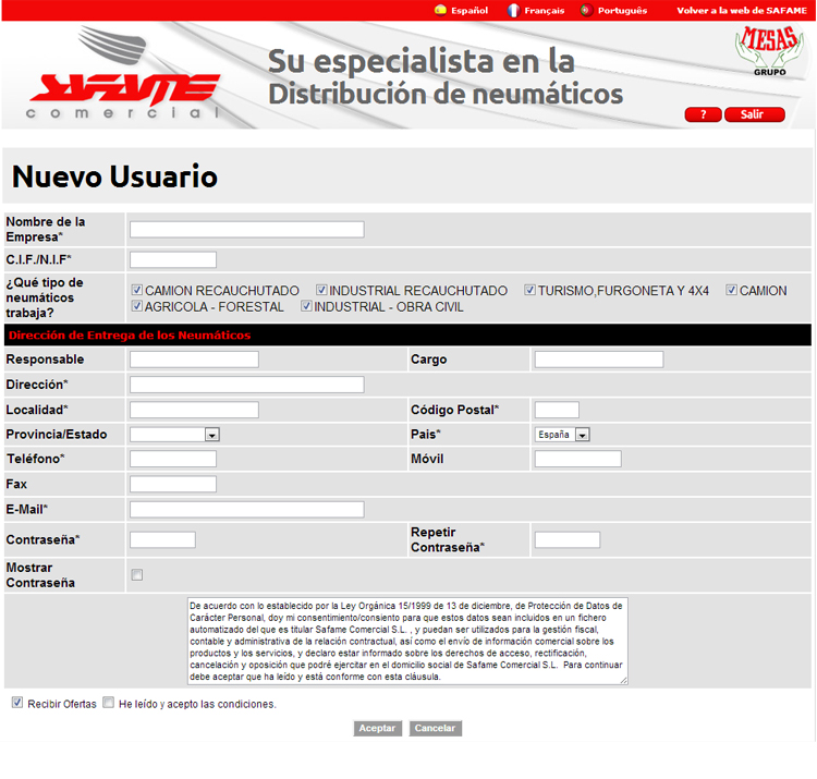Proceso de Registro | Manual de usuario Safame